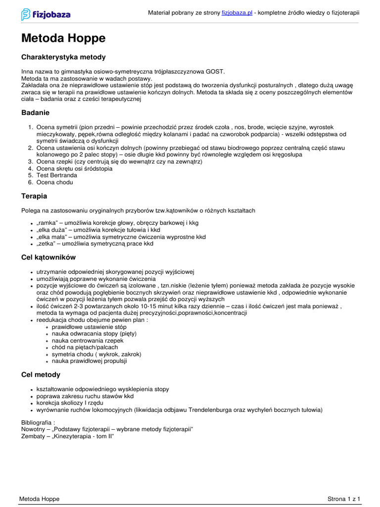 Fizjobaza PL Metoda-Hoppe | PDF