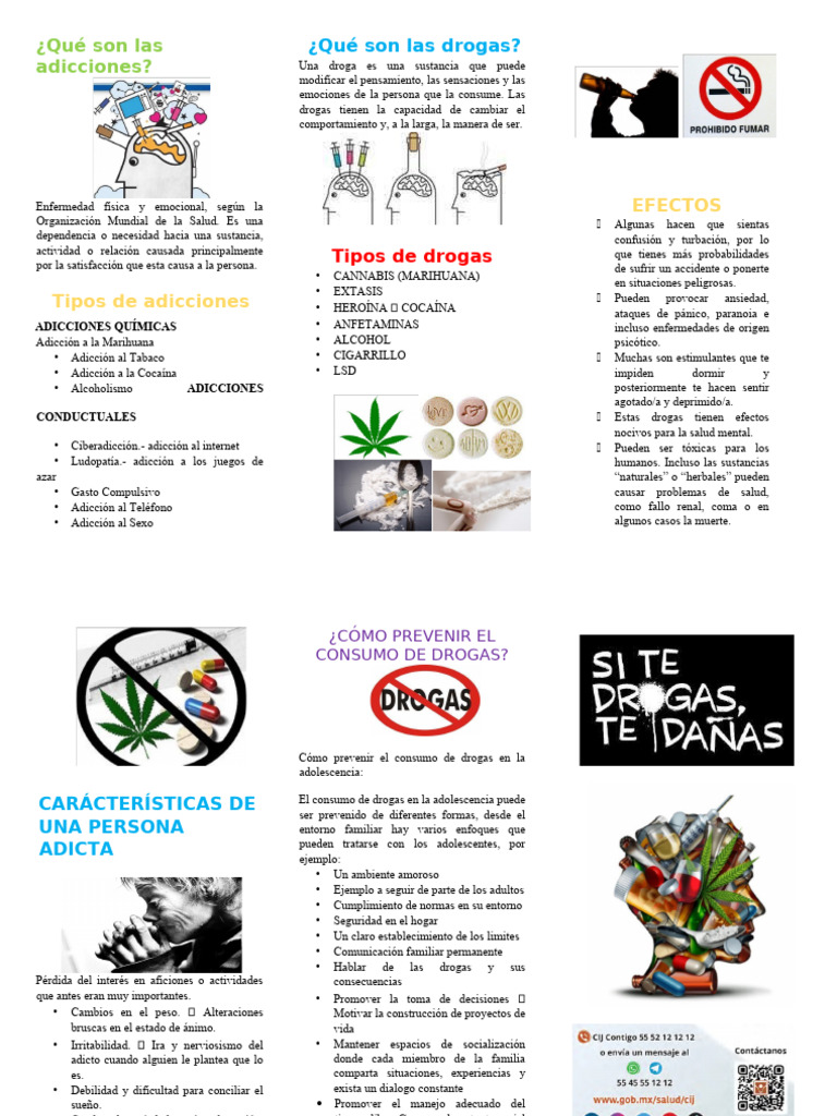 Triptico Adicciones | PDF | Drogas | Cannabis (Droga) Triptico Adicciones | PDF | Drogas | Cannabis (Droga)