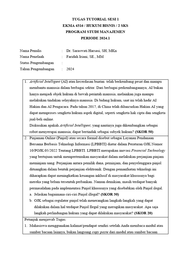 Bju Tugas 1 Ekma4316 | PDF | Komputer