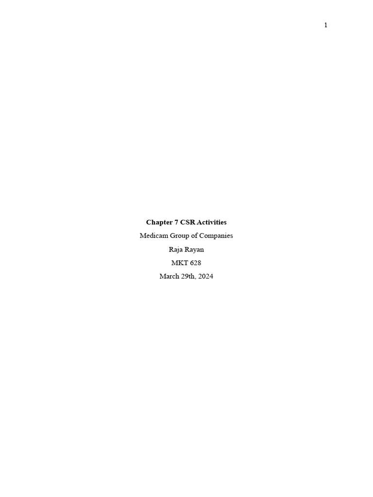 Chapter 7 CSR Activities | PDF | Health Care | Medicine