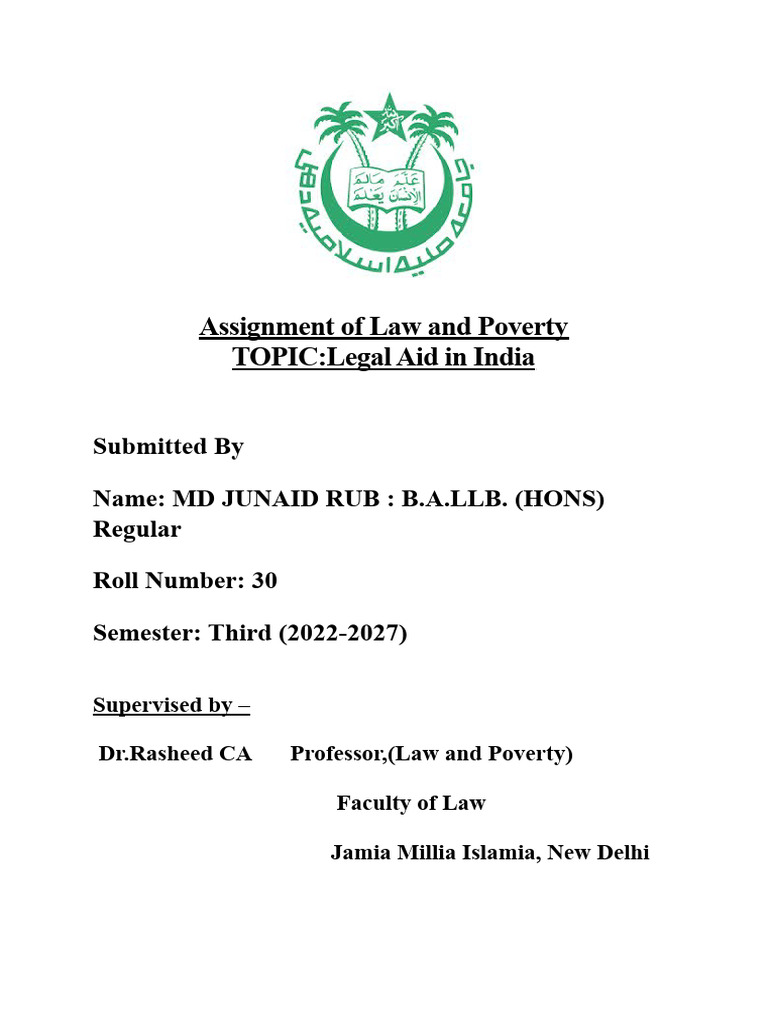 Assignment of Law and Poverty | PDF | Legal Aid | Poverty