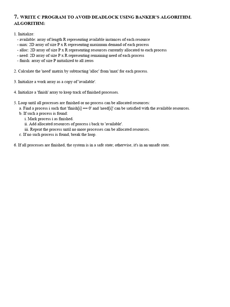 Banker's Algorithm for Deadlock Prevention | PDF | Computers
