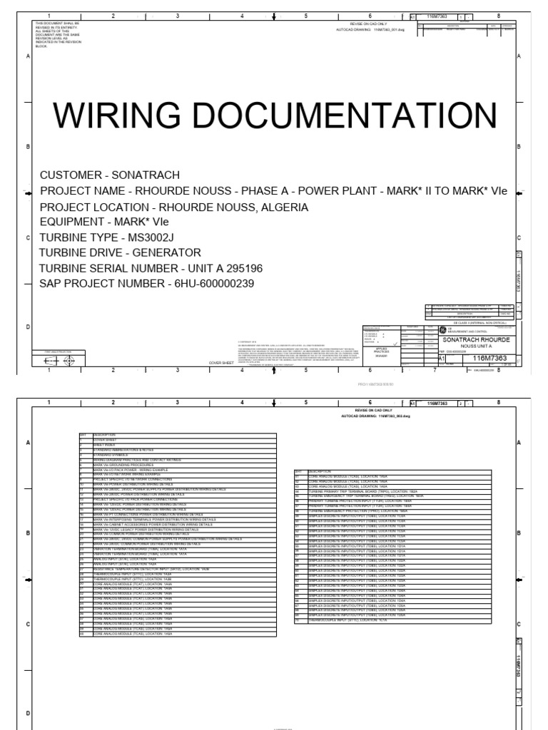 Wiring Documentation: Revise On Cad Only AUTOCAD DRAWING: 116M7363 ...