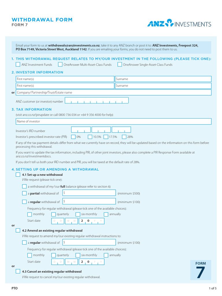ANZ Form 7 Withdrawal | PDF | Identity Document