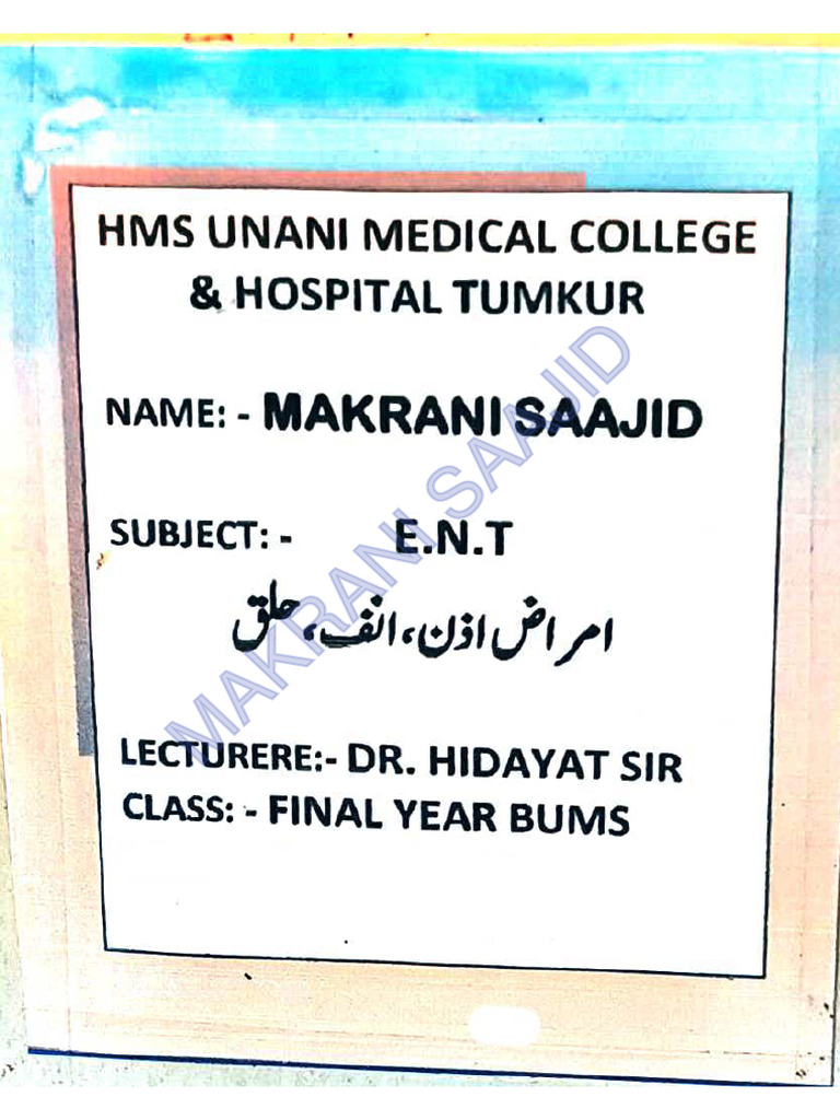 ENT Urdu Makrani Saajid | PDF