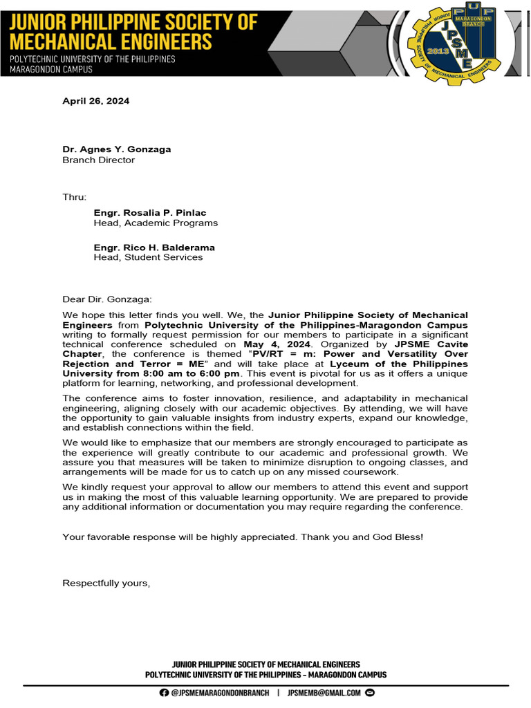 Request Letter Techcon Final | PDF