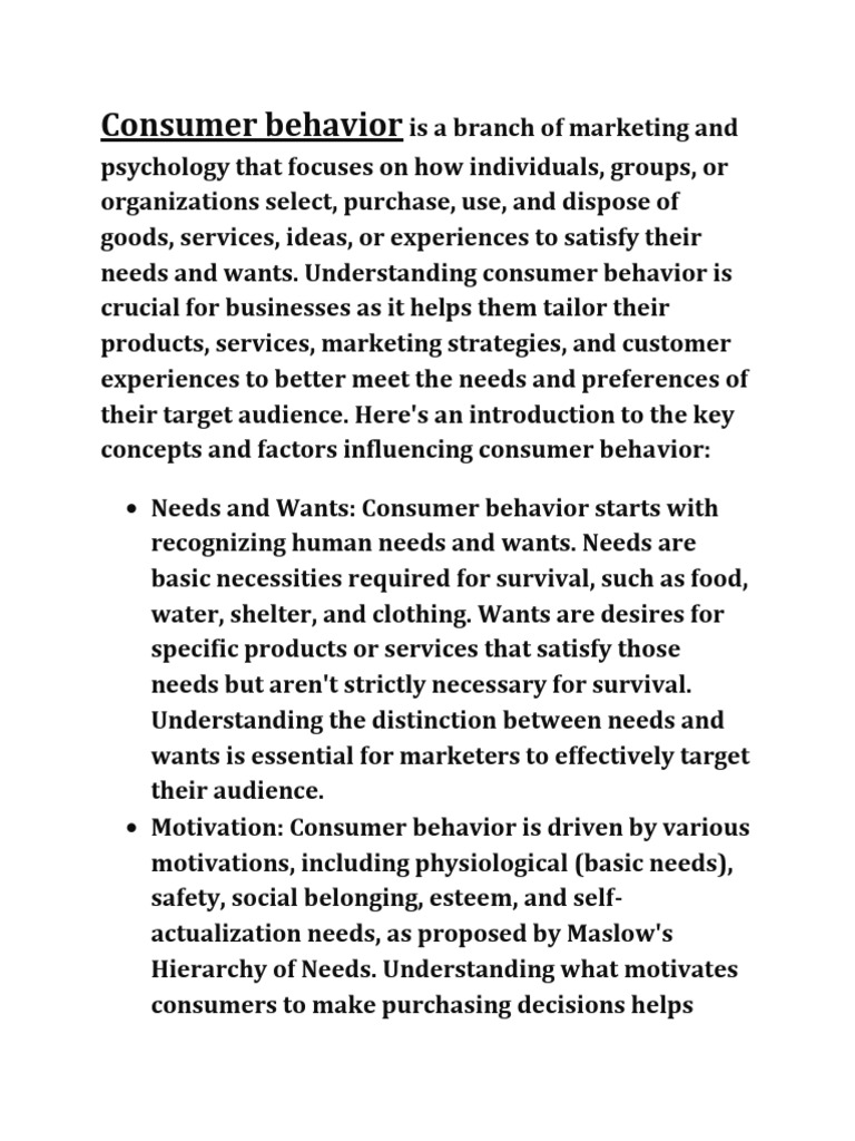 Understanding Consumer Behavior Insights | PDF | Consumer Behaviour | Behavior