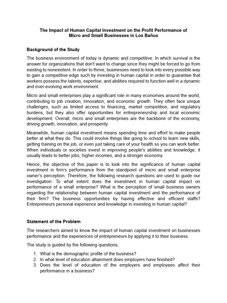 Human Capital's Impact on Small Business Profit | PDF | Human Capital ...
