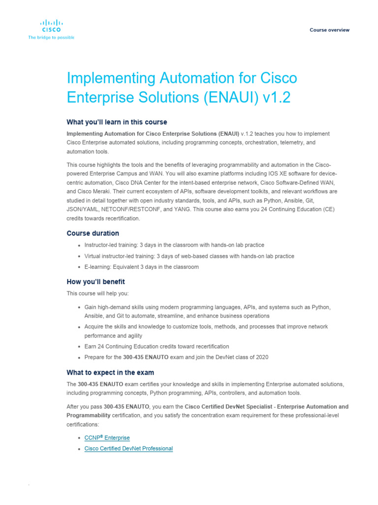 Implementing Automation For Cisco Enterprise Solutions Enaui | PDF ...