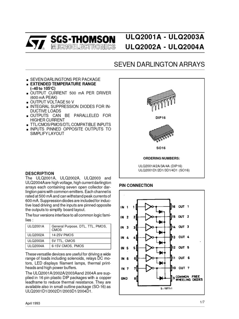 ULQ2004A STMicroelectronics | PDF | Cmos | Electrical Engineering