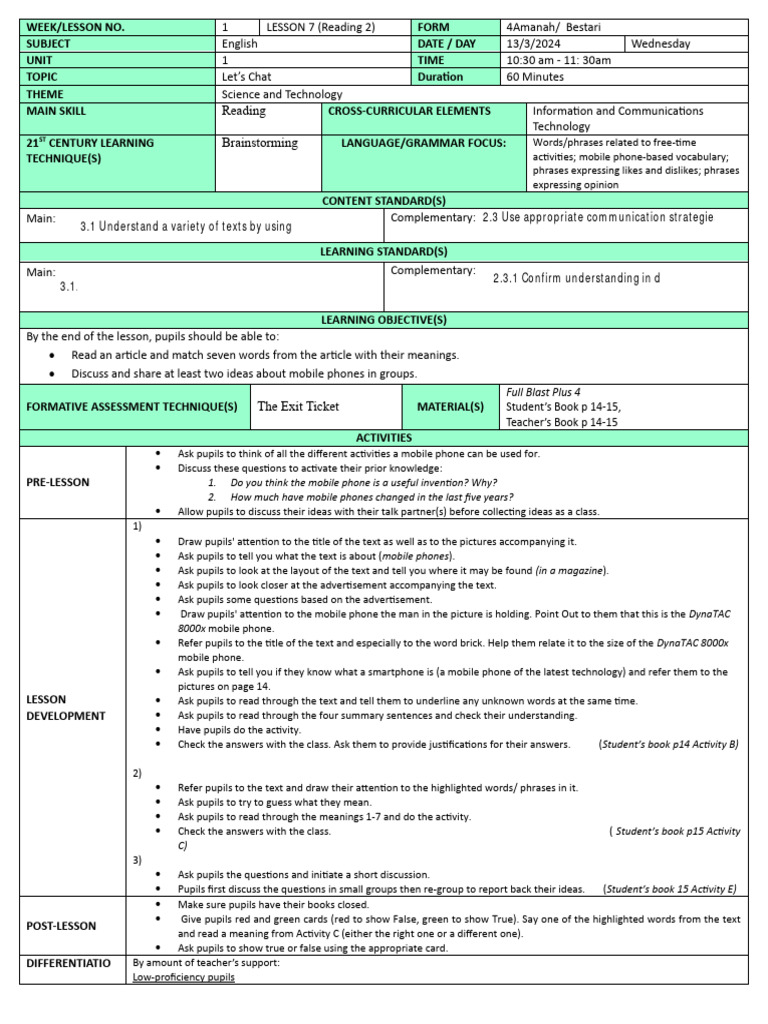 LESSON 7 | PDF | Human Communication | Cognition