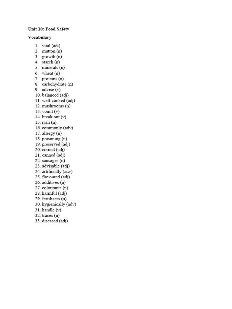 G 10, English, Unit 10, Vocabulary | PDF