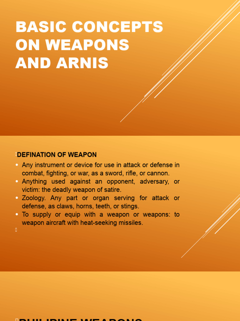 Arnis 121 PPT 1 | Download Free PDF | Sword | Melee Weapons