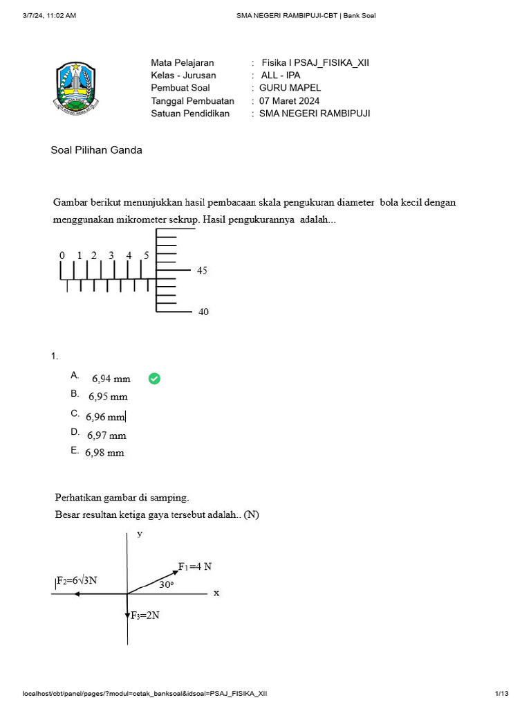 Soal Psaj Fisika Xii | PDF | Finance & Money Management