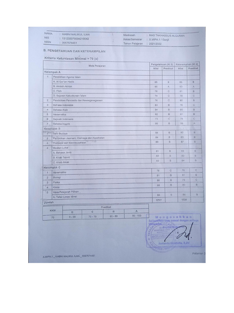 Rapor Semester 1 - 5 | PDF