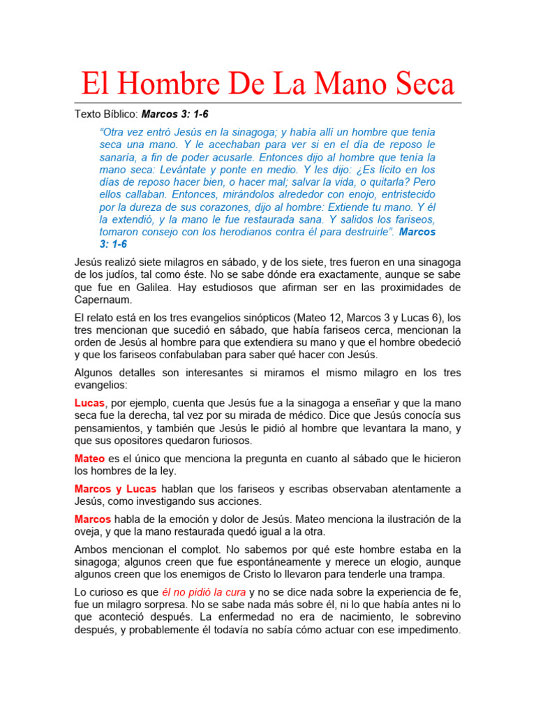 El Hombre de La Mano Seca | PDF | Jesús | Amor