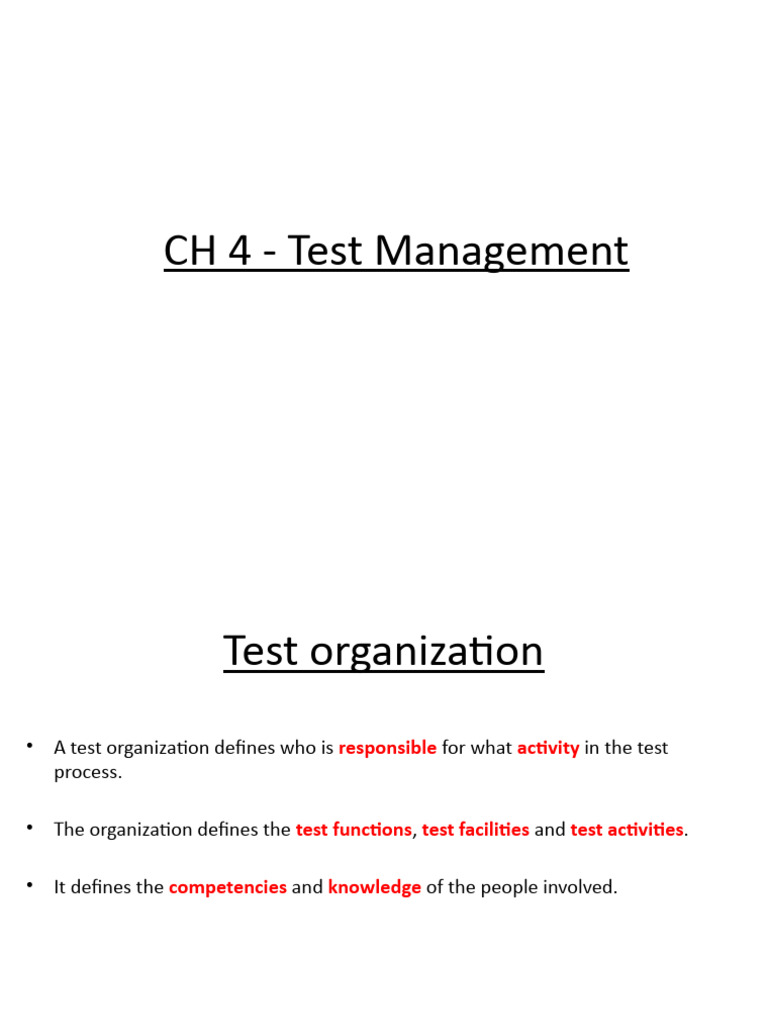CH 4 Test Management | PDF | Software Testing | Version Control