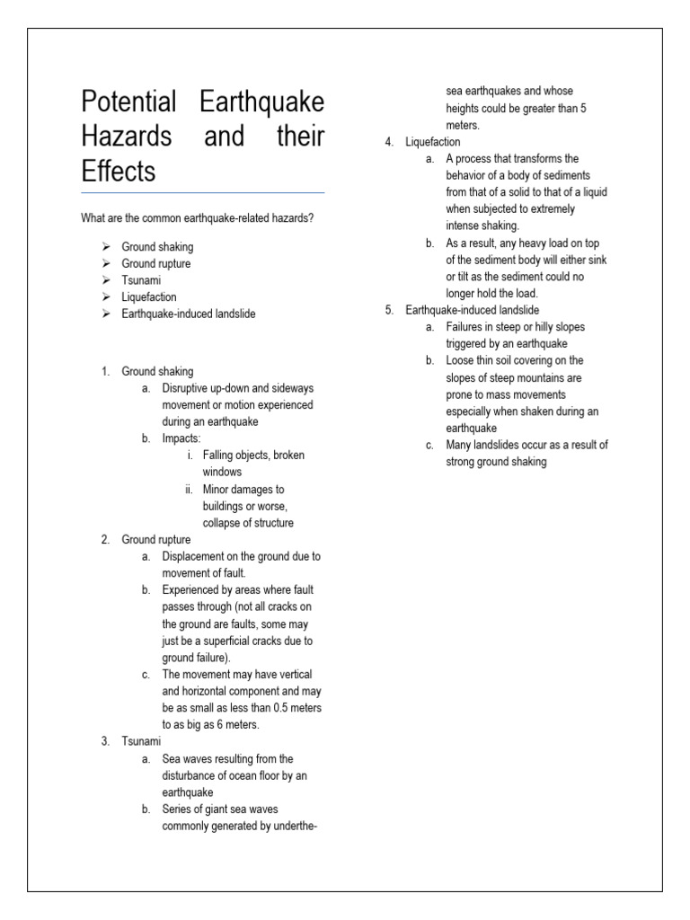 3 Potential Earthquake Hazards and Their Effects | Download Free PDF ...