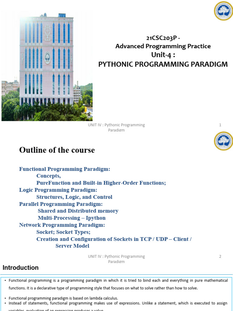 21csc203p-App - Unit 4 | PDF | Functional Programming | Anonymous Function