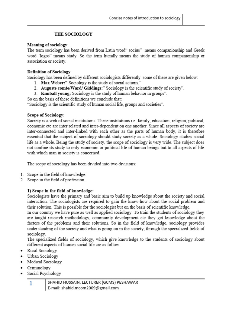 Sociology Complete Notes (2) | PDF | Sociology | Society