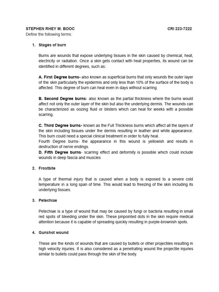 CRi 223 ASSIGNMENT | PDF | Skin | Burn