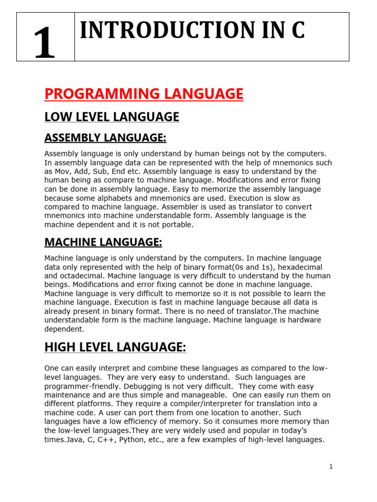 C THEORY NOTES | PDF | Integer (Computer Science) | Assembly Language