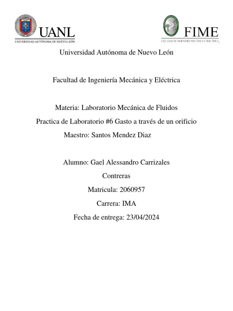 2060957-practica-6-mecanica-de-fluidos (1) | PDF | Mecánica de fluidos ...