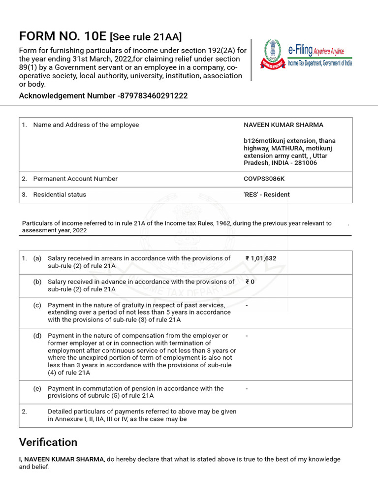 Form 10E - Filed Form | Download Free PDF | Employment | Taxes
