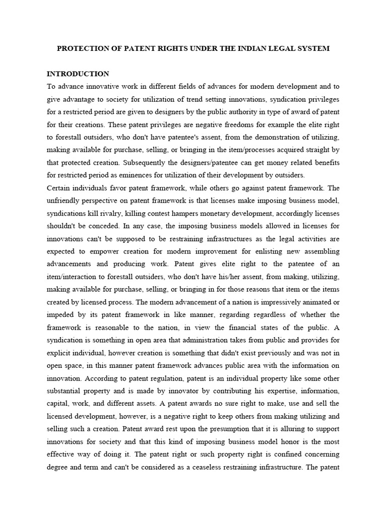 Patent Rights in Indian Law | PDF | Patent | Invention