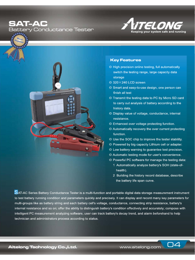 SAT AC Battery Conductance Tester | PDF