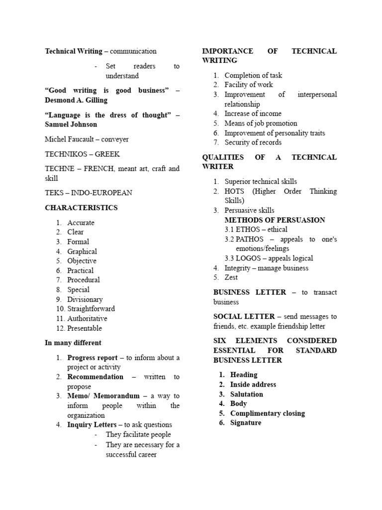 Technical Writing Study Guide | PDF | Written Communication | Writing