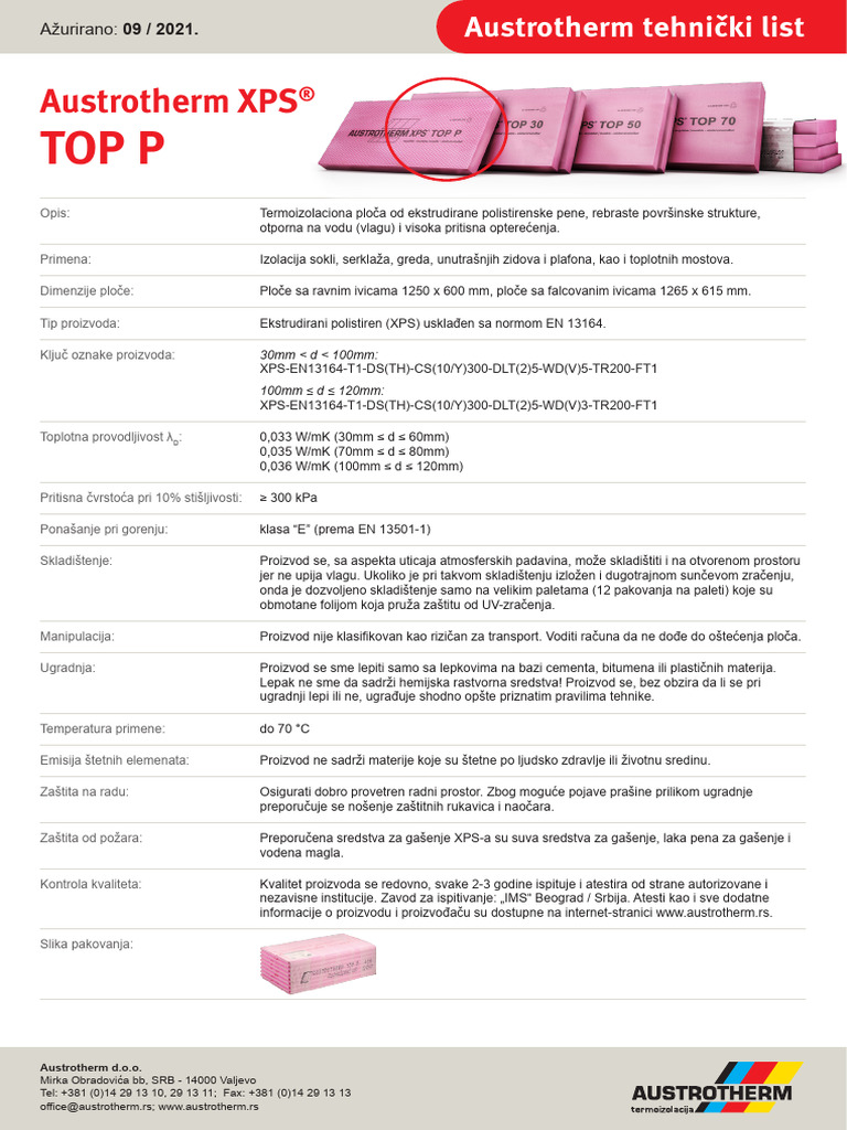 Tehnicki List XPS TOP P 2021 | PDF