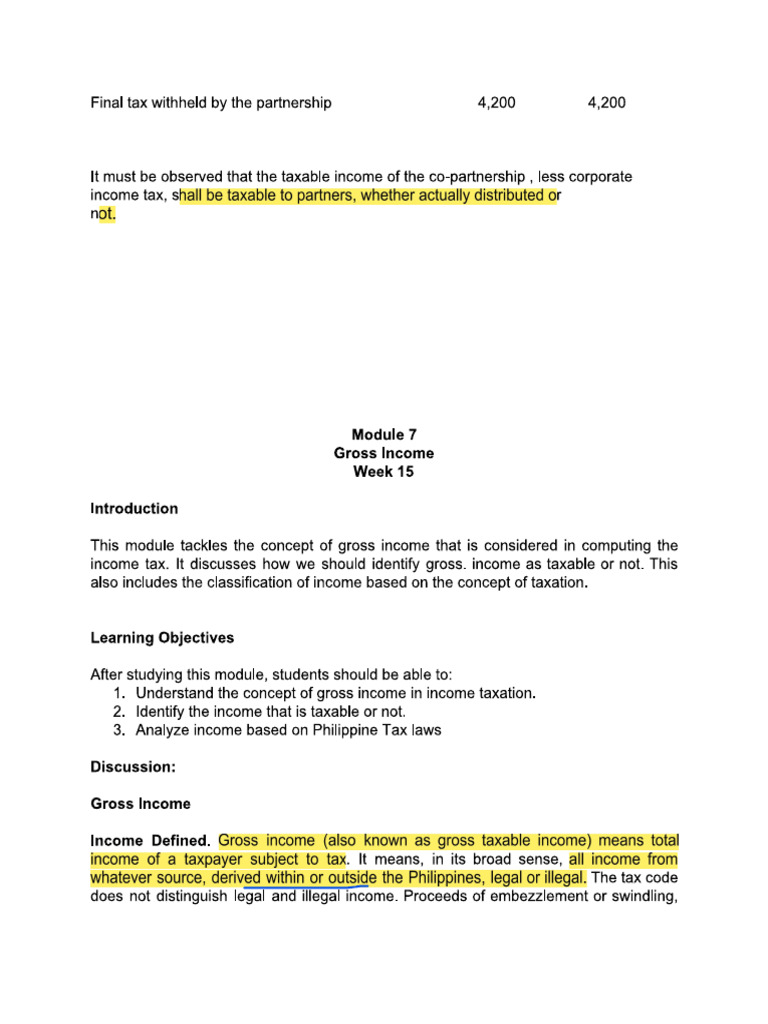 Module 7 - Gross Income | PDF