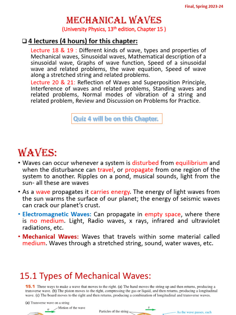 Physics 2 - Lecture 18 To 21 - Phy2 - Spring 2023-24 | PDF | Waves | Electromagnetic Radiation