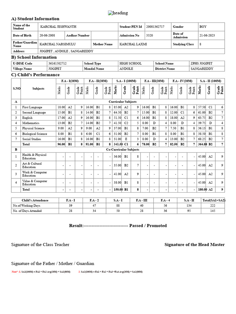Student Performance Report: Sangareddy | PDF | Science