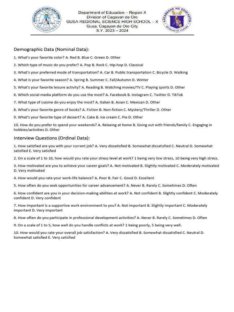 Demographic Data | PDF