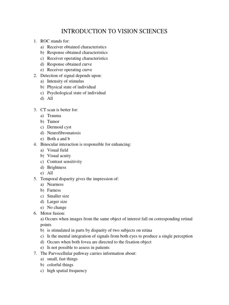 MCQS | PDF | Visual Acuity | Myopia