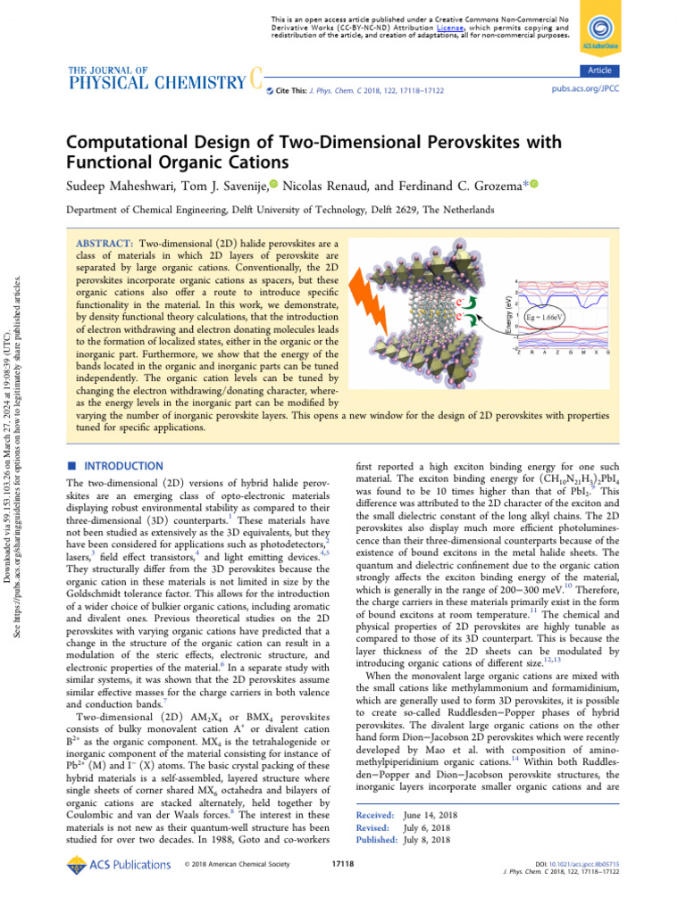 Computational Design of Two-Dimensional Perovskites With Functional ...