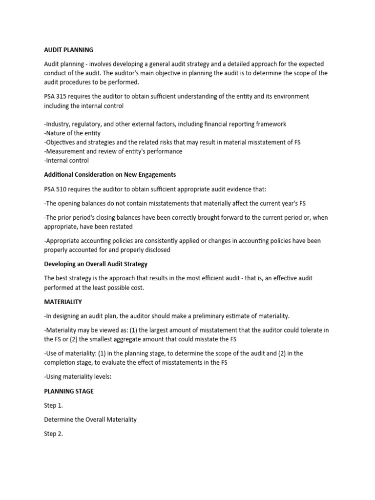 Audit Planning | PDF | Audit | Internal Control