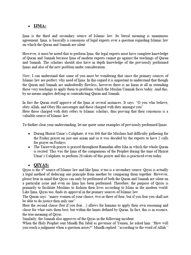Ijma and Qiyas | PDF | Quran | Islam
