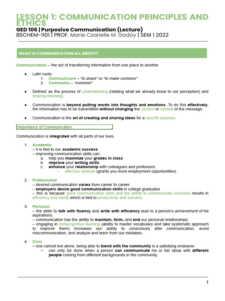 Ged 106 Lesson 1 | Download Free PDF | Communication | Nonverbal Communication