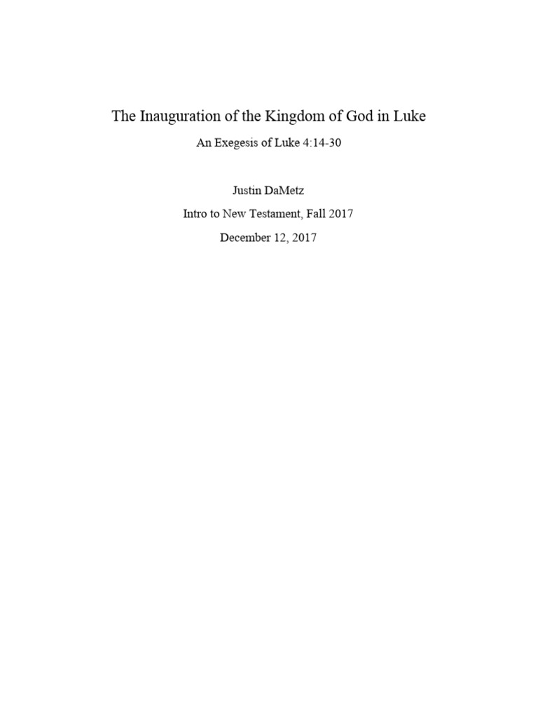 The Inauguration of The Kingdom of God | PDF | Jesus | Gospel Of Mark