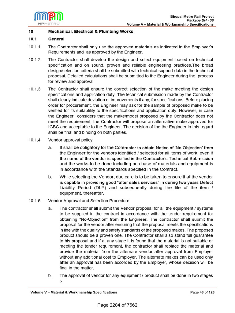 Contractor Guidelines for Bhopal Metro | PDF | Specification (Technical Standard) | Reliability ...