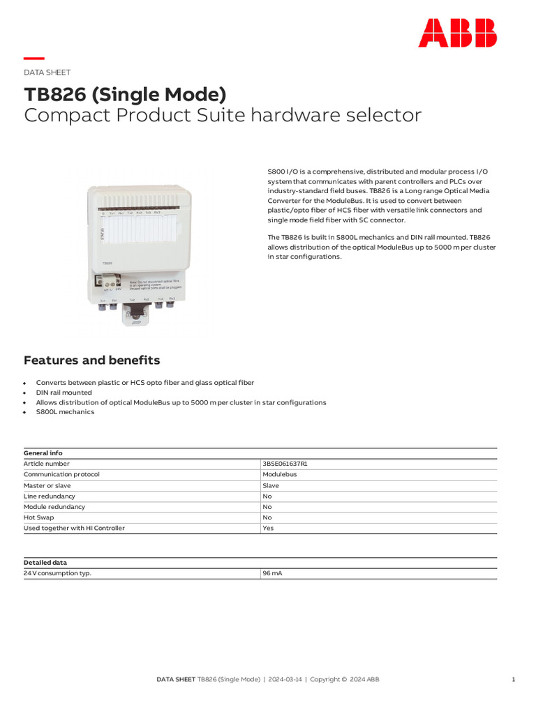Product-TB826 (Single Mode) | PDF