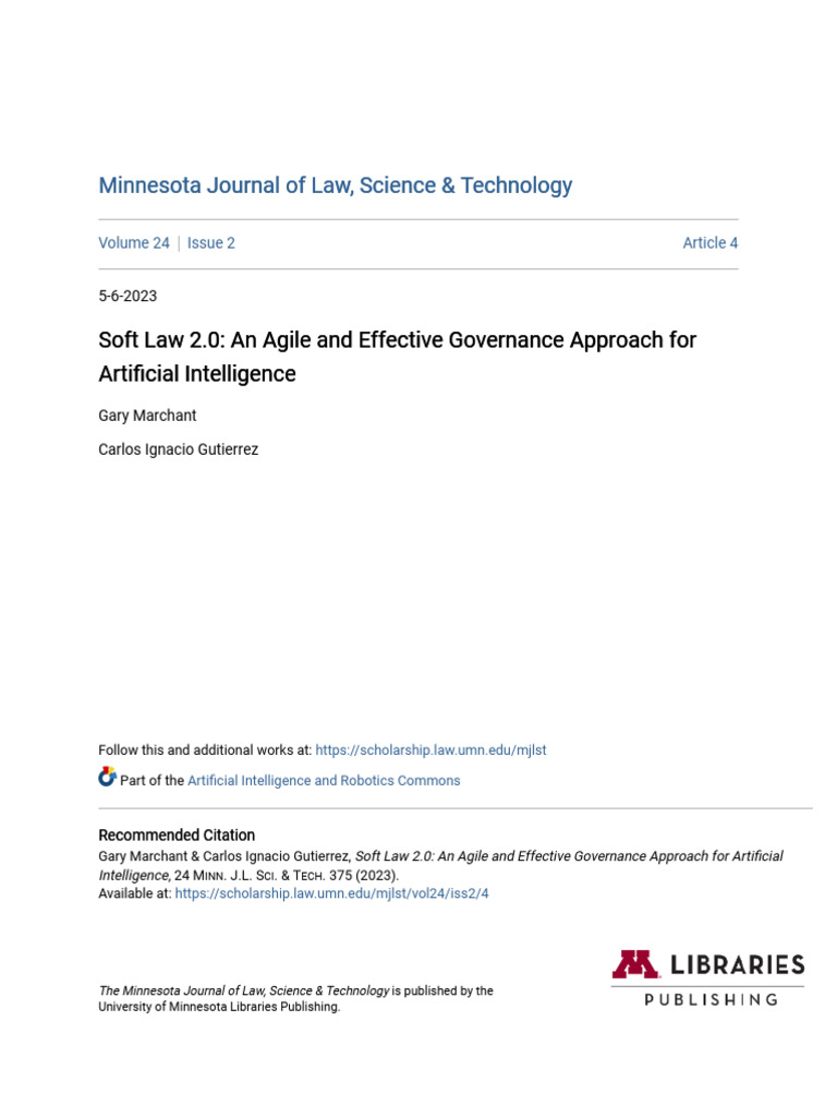 Soft Law 2.0 - An Agile and Effective Governance Approach For Arti | PDF | Artificial ...