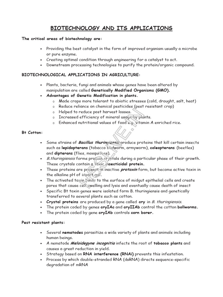 5.biotechnology - Applicatin-Hsslive | PDF