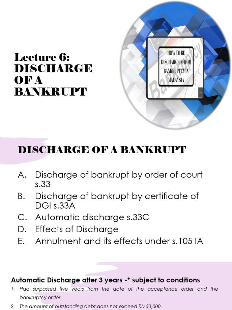 Lecture 6 - Discharge of A Bankrupt-Student | PDF | Bankruptcy | Debt