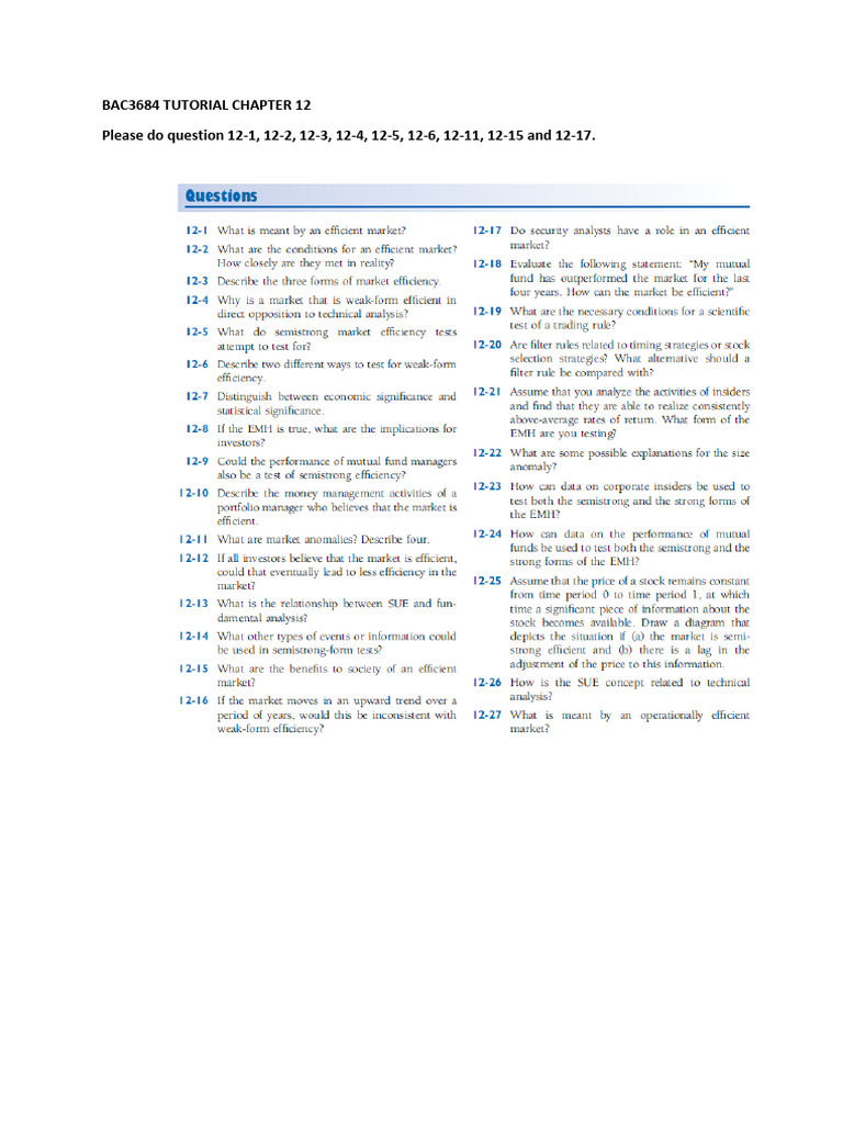 BAC3684 Tutorial Chap 12Q | PDF