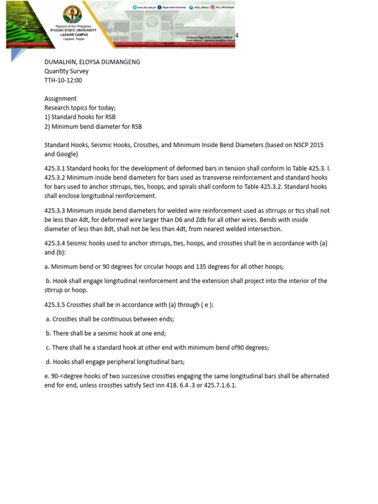 Standard and Seismic Hooks for RSB | PDF