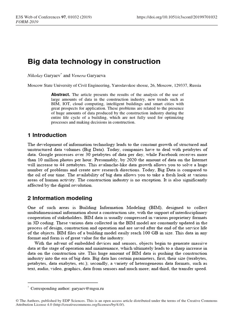 Big Data Technology in Construction | PDF | Big Data | Cloud Computing